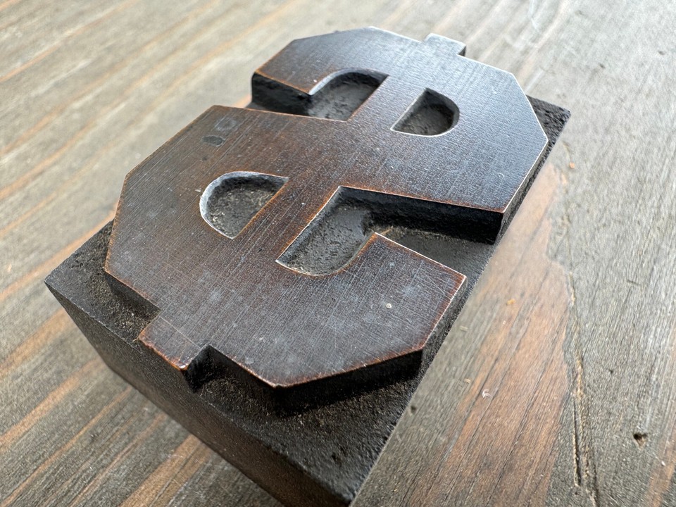 Antique Letterpress WOOD TYPE Money Symbol Dollar Sign Cha-Ching $$ | eBay