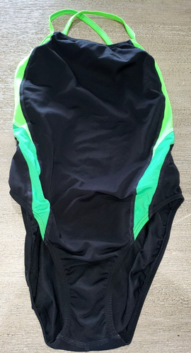 SPEEDO ENDURANCE WOMENS 6/32 black BRIGHT GREEN SWIM SWIMMING SUIT 1 PC ...