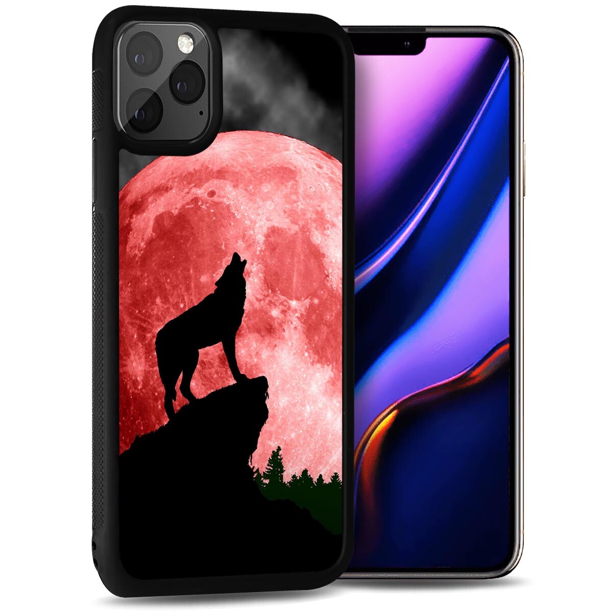 ( For iPhone 11 Pro ) Back Case Cover AJ12524 Red Moon Wolf | eBay