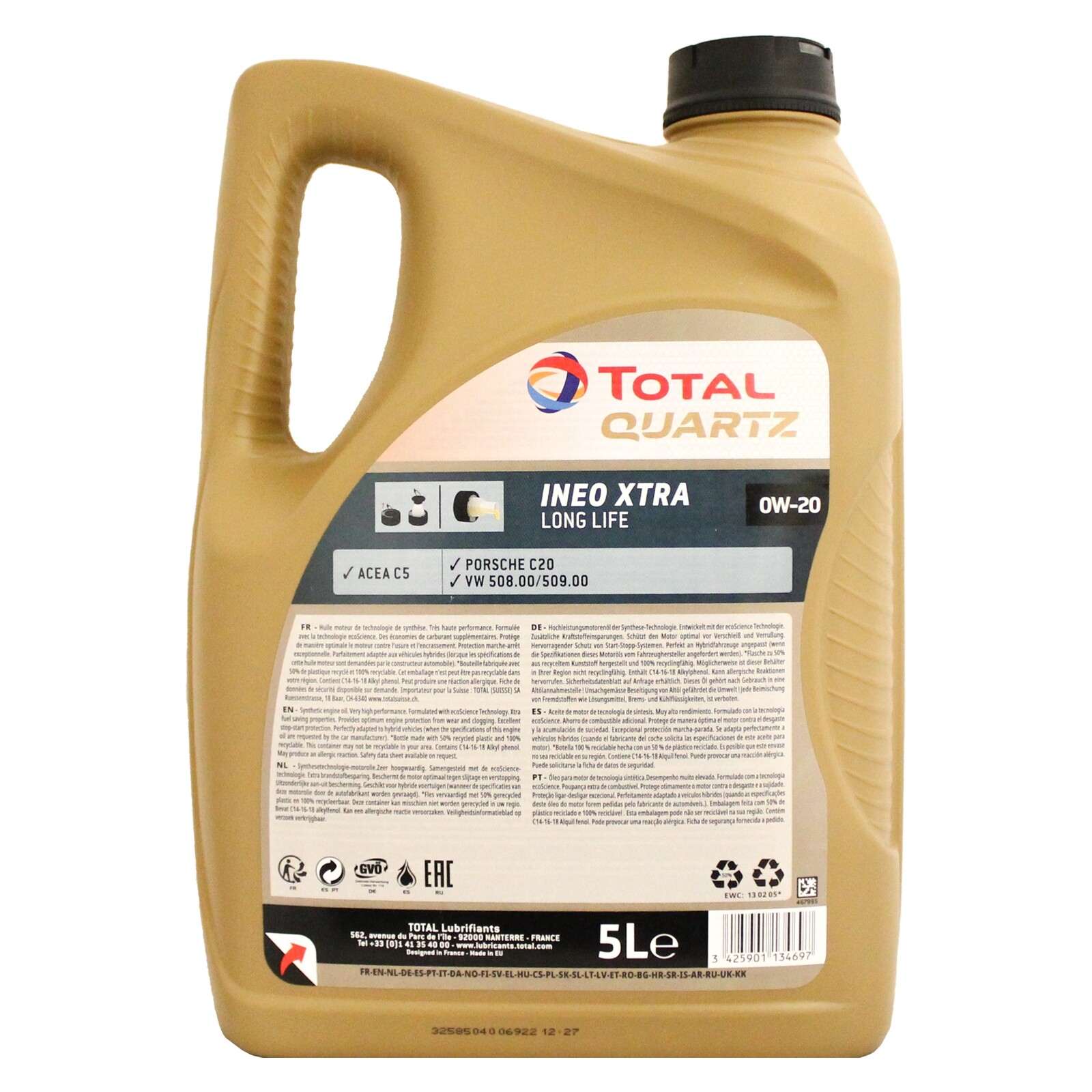 Total Quartz Ineo Xtra Long Life 0w-20 0w20 Fully Synthetic Engine Oil ...