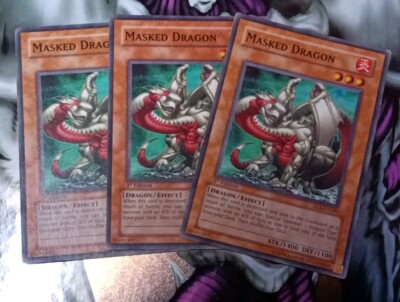 3x Masked Dragon - 1st Edition - Yugioh Fire Monster - Vintage | eBay