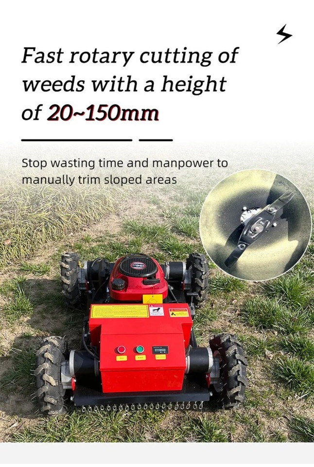 MINI Remote Control Electric & Gasoline Lawn Mower Robot Grass Weeding ...