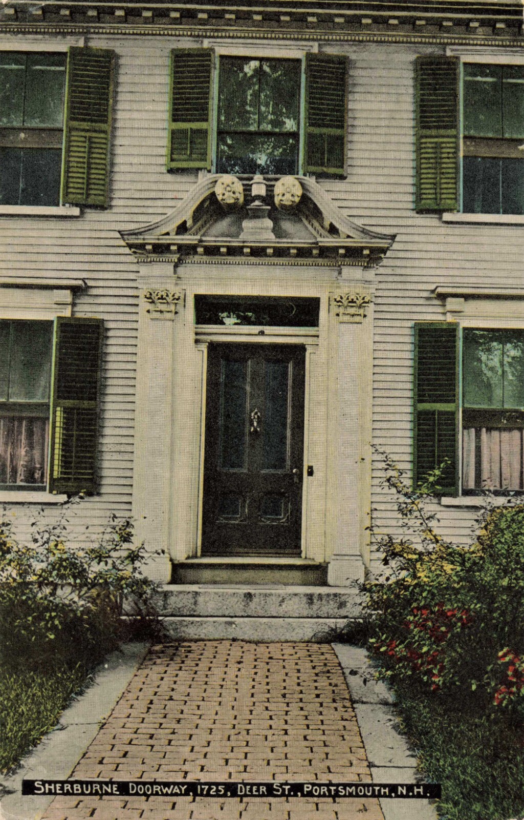 Postcard NH Portsmouth New Hampshire Sherburne Doorway Cornice Shutters A12 | eBay