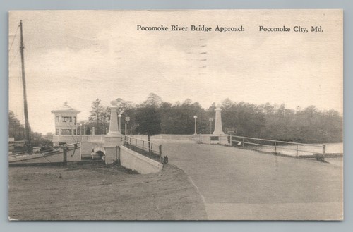 Pocomoke River Bridge—Pocomoke City Maryland—Rare Antique Postcard 1932 ...
