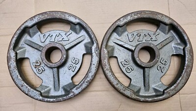 Pair of 25 Lb Olympic Size Weight Plates VTX Grip Style 50lbs total | eBay