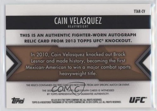 2013 Topps UFC Knockout Triple Threads Relics Gold /9 Cain Velasquez ...