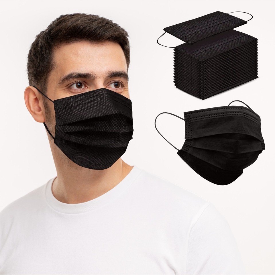 50/100/200 Pack Disposable Face Mask Ear loop Non Surgical Mouth Cover ...