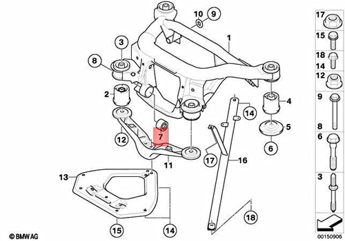 Genuine BMW Rear Axle Carrier Subframe Rubber Mount Bush E46/E85/E86 ...