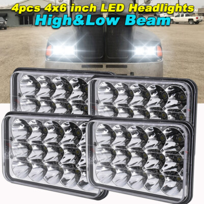 Brightest 4pcs 4x6" Led Headlights H4656 for Kenworth T400 T600A T800 ...