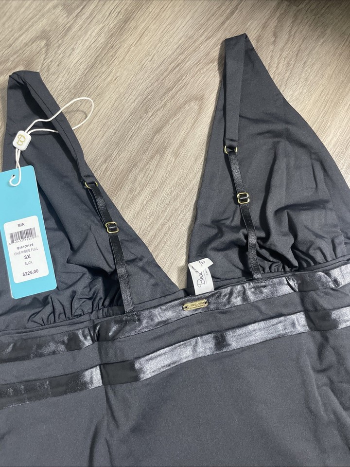 NWT Beach Bunny MIA One Piece Full Swimsuit 3X Black Adjustable Strap ...