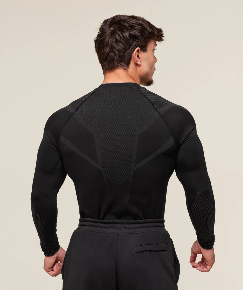 ⭐Small⭐Gymshark Onyx 5.0 Seamless Long Sleeve T-Shirt Black/Onyx Grey ...