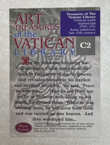 1997 Art Treasures of the Vatican Library Chromium Insert Card #C2 NRMT ...