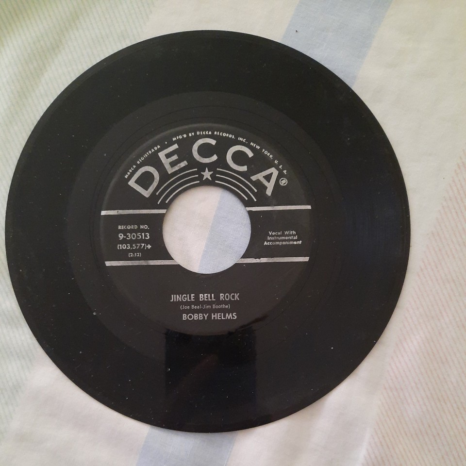 BOBBY HELMS CHRISTMAS 45rpm RECORD & COMPANY SLEEVE - JINGLE BELL ROCK ...
