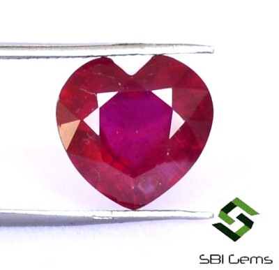4.77 CTS Natural Ruby Heart Shape Cut 10x10 mm Faceted Deep Red Loose ...