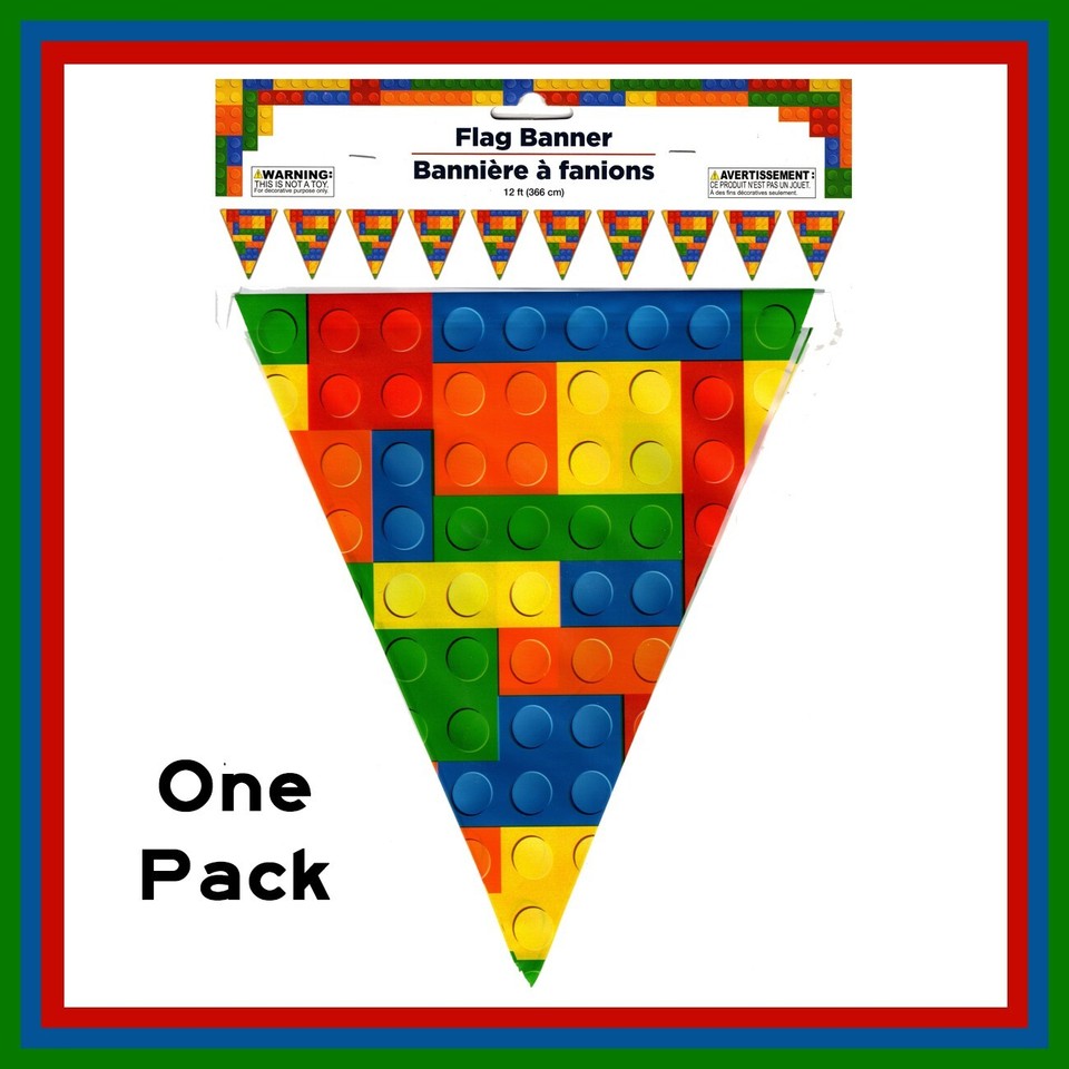 BRICKs/BLOCKs Party Decoration Flags PENNANT BANNER 12 ft - QTY ...