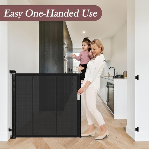 Reinforced 41 Inch Extra Tall Retractable Baby Gates 80" Wide Dog Gate ...
