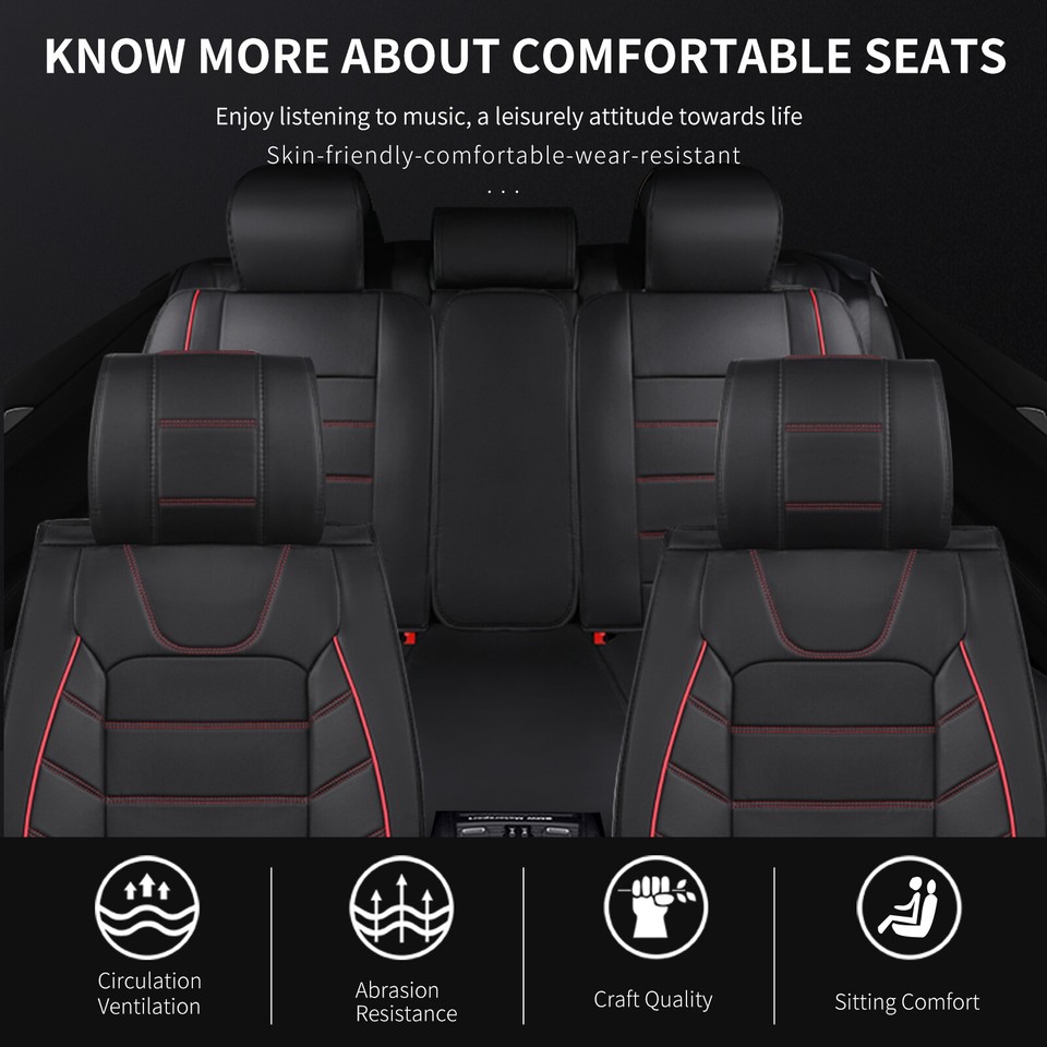 For Genesis GV80 Full Set PU Leather 5 Seat Front Rear Cushion Covers 4 ...