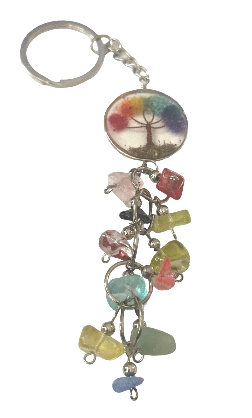 Spirit of Nature key ring TREE OF LIFE-round acrylic-dangling chip bead ...