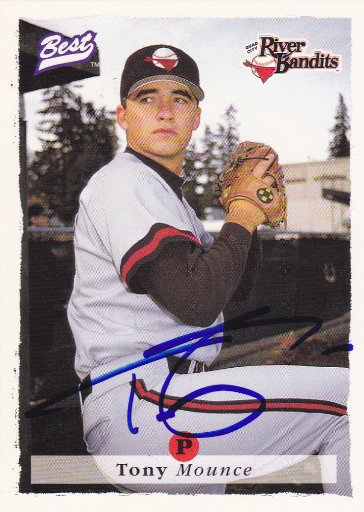 TONY MOUNCE QUAD CITIES RIVER BANDITS SIGNED BASEBALL CARD ASTROS TEXAS ...
