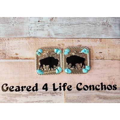 Buffalo turquoise concho, custom saddle concho, unique western concho ...