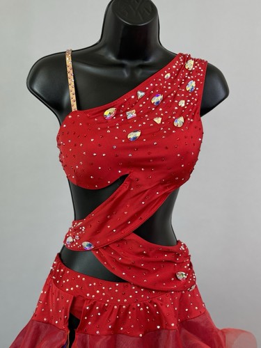 Beautiful Bright Red Latin Rhythm Dance Dress Costume | eBay