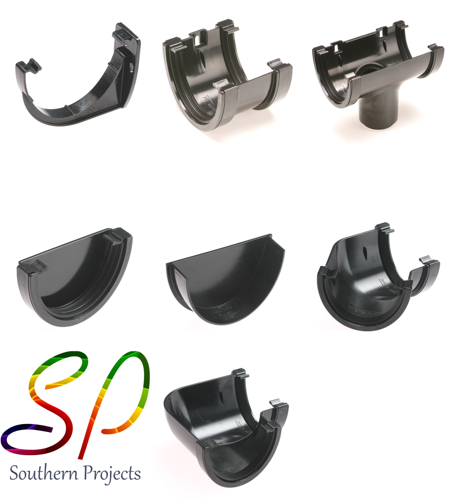 DEEP FLOW GUTTER FITTINGS in BLACK uPVC to Fit Gutter Size 71mm x 114mm ...