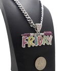 Nicki Minaj Pink Friday Pendant With 9mm 18" Cuban Link Chain Necklace ...