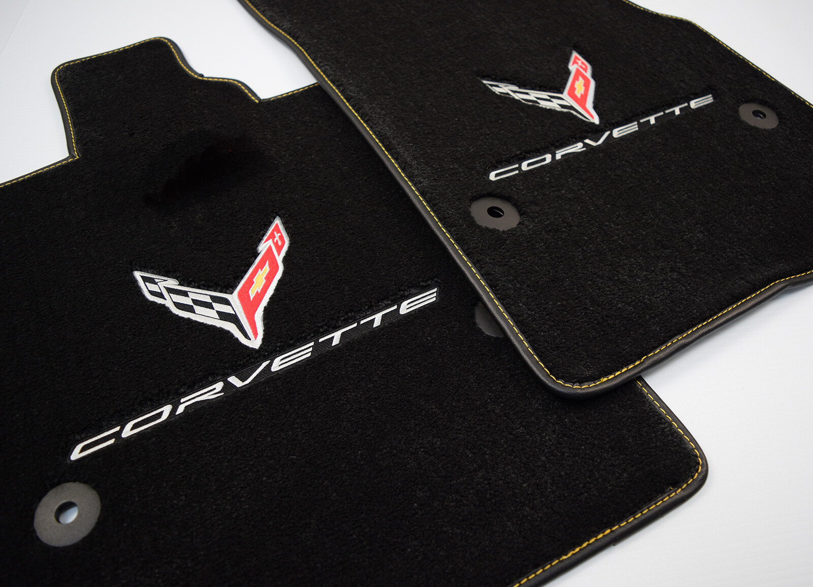 NEW! Chevrolet Corvette C8 Floor Mats Flags & Corvette Yellow Stitching ...
