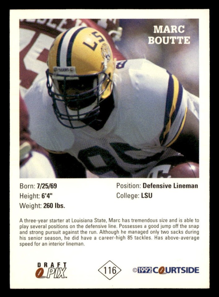 Marc Boutte 1992 Courtside Rookie Card #116 LSU Tigers | eBay