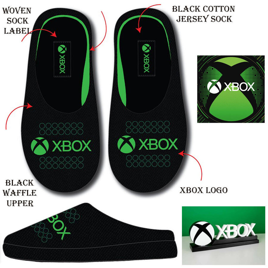 MENS OFFICIAL XBOX NOVELTY SLIPPERS WARM COMFORT FLEECE LINED WINTER ...