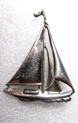 VINTAGE STUNNING STERLING SILVER BOAT PIN BROOCH | eBay