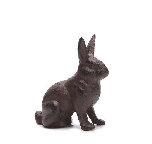 Cast Iron Rabbit Statue Garden Lawn Home Office Desk Decor Paperweight ...
