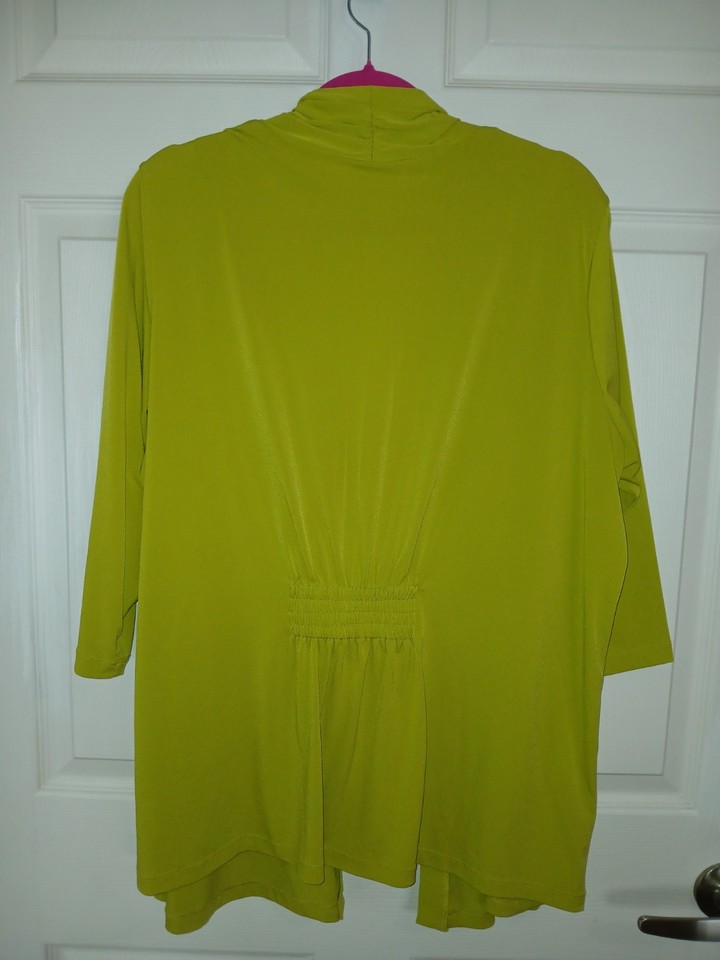 Susan Graver Artisan Women’s 1X Lime Green Draped Cardigan 3/4 Sleeve ...