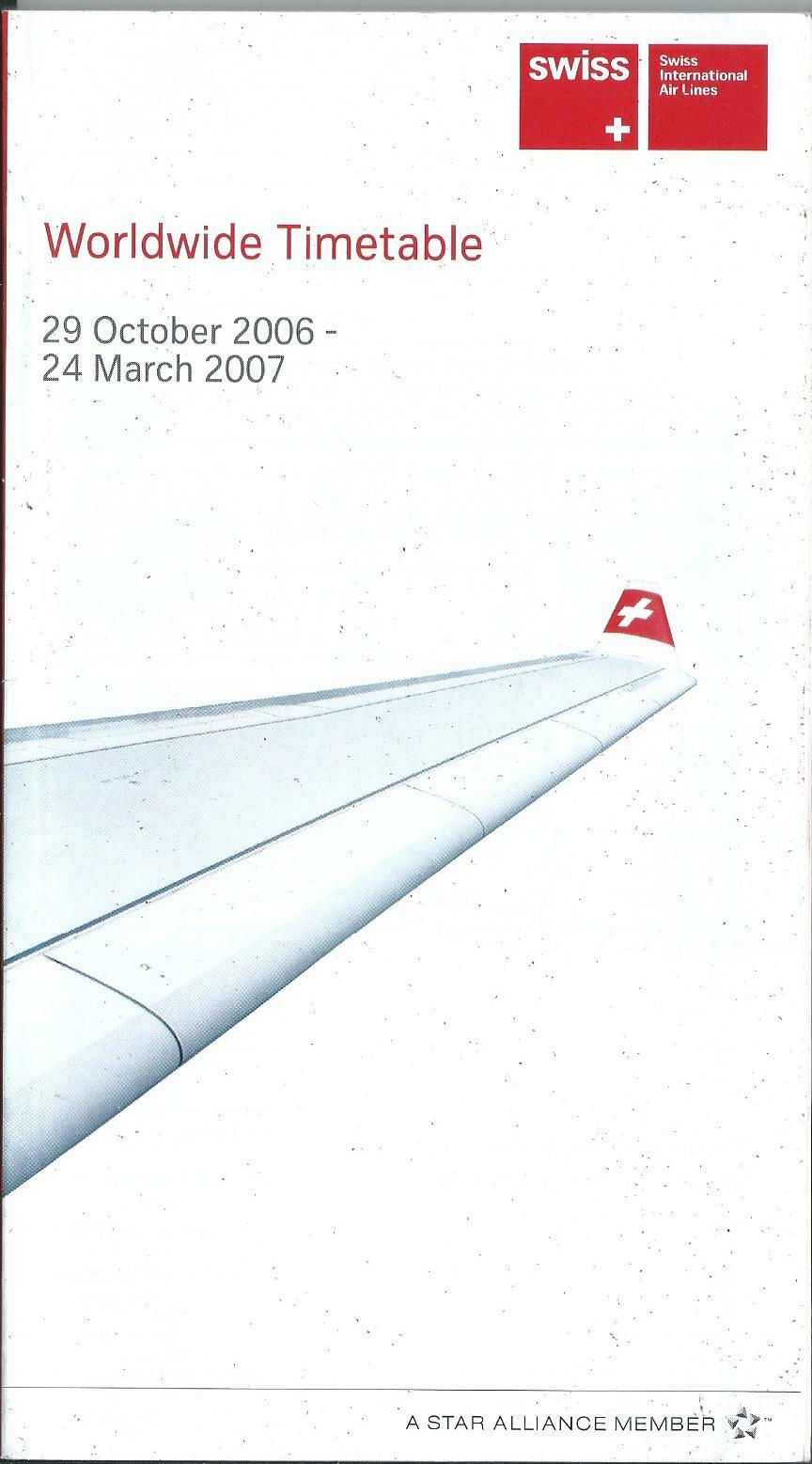 Airline Timetable - Swiss International Air Lines - 29/10/06 | eBay