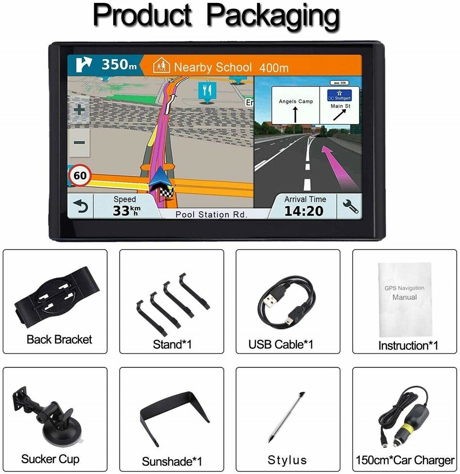 7 Inch Car Truck GPS Navigation 8G 256M Touch Screen Navigator Canada ...