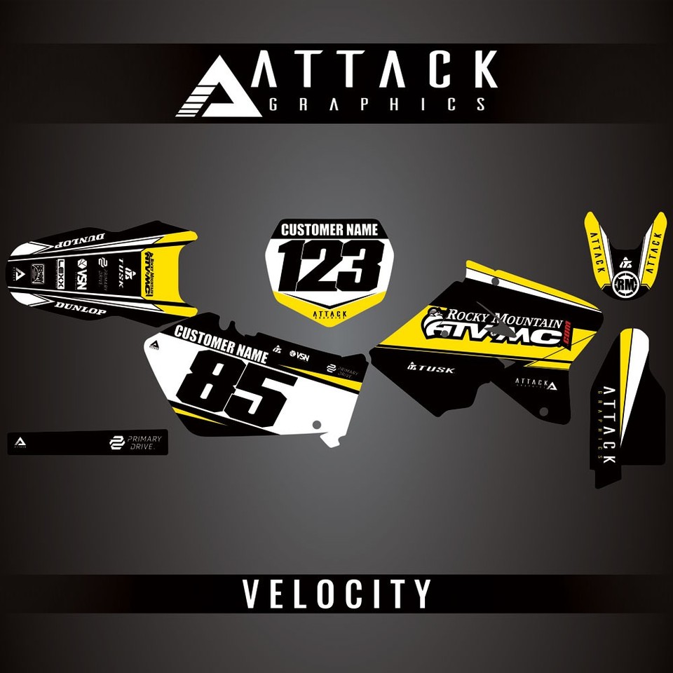 Attack Graphics Custom Velocity Complete Bike Graphics Kit For Suzuki RM125 2005 | eBay