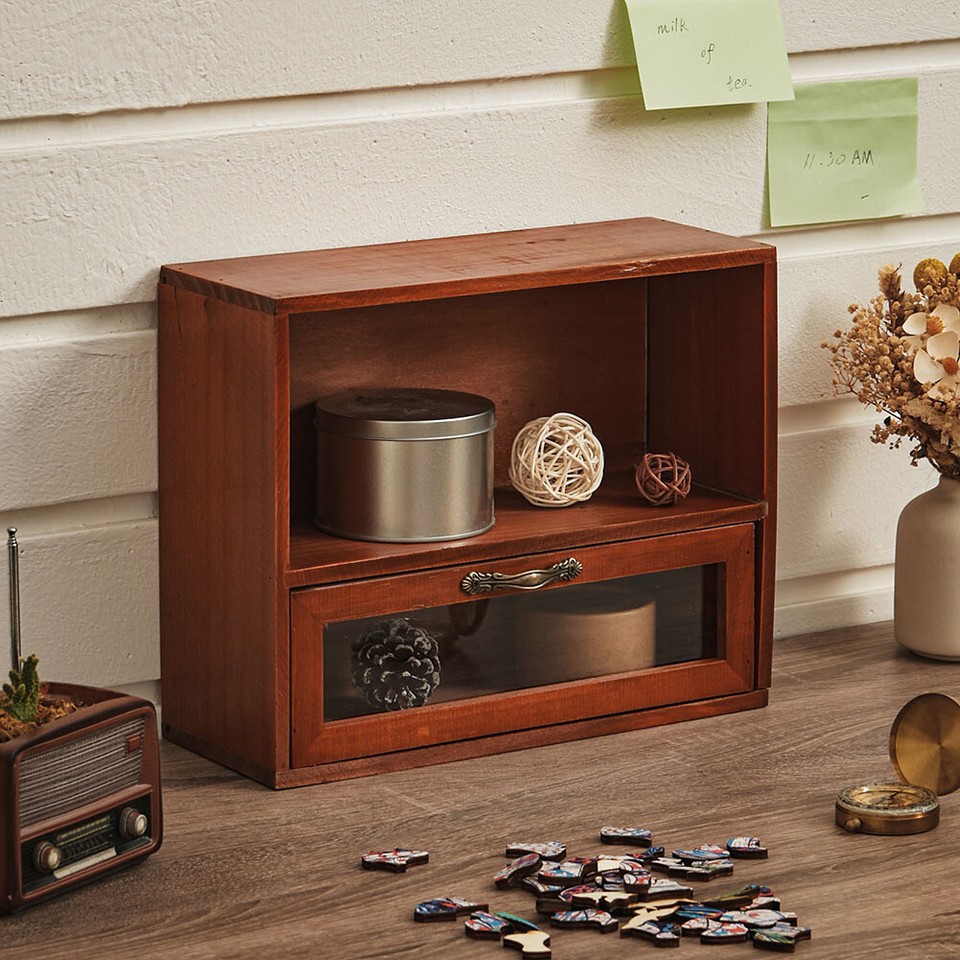 Small Desktop Wooden Storage Jewellery Trinket Box Cabinet Display ...