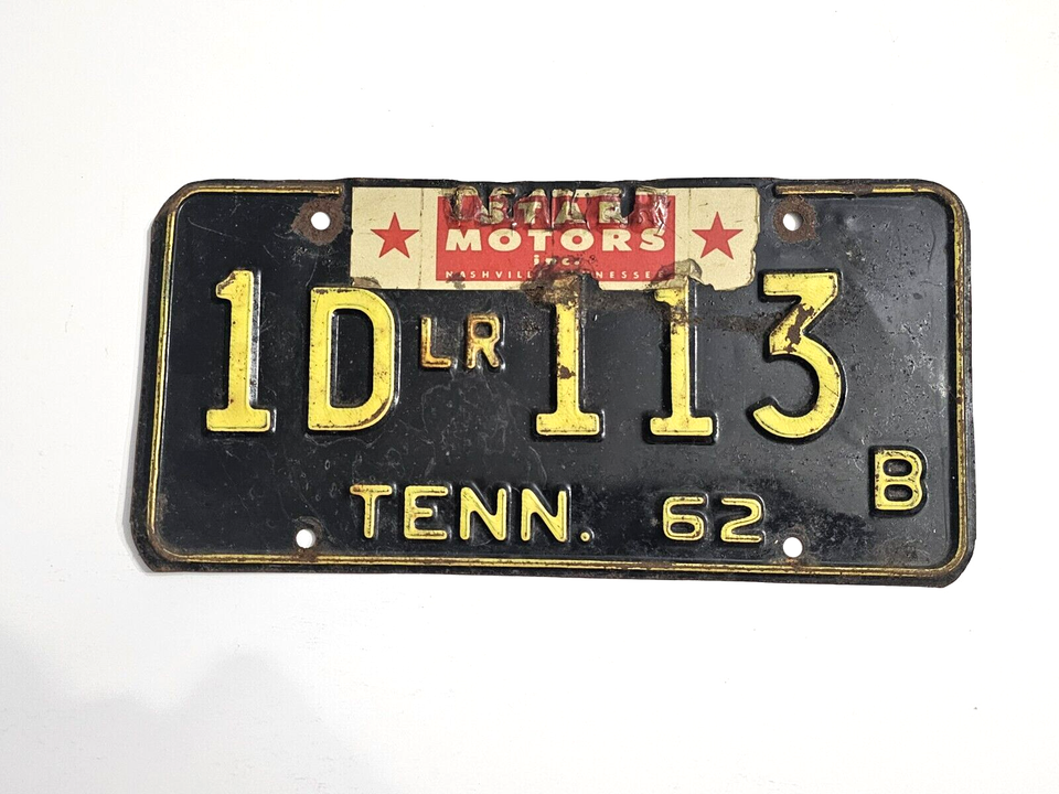 ANTIQUE 1962 TENNESSEE DEALER LICENSE PLATE STAR MOTORS NASHVILLE TN ...