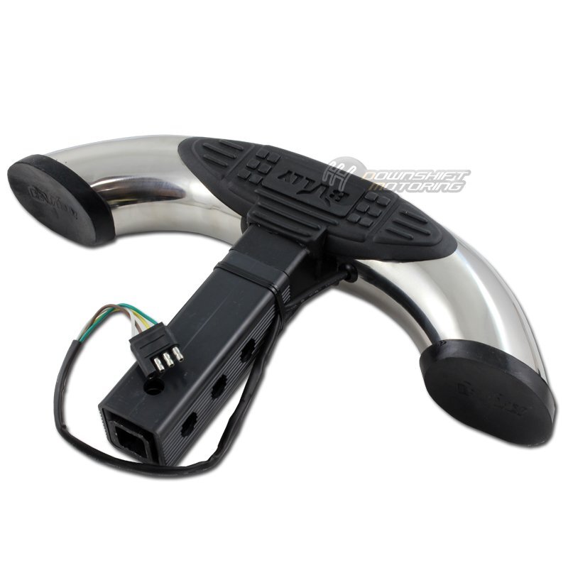 BULLY 1.25" & 2" STEEL CHROME HITCH REAR TOW TRAILER LED BACK STEP BAR ...