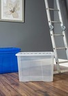 80 Litres CLEAR PLASTIC Large Storage Box With Lids Strong Nestable ...