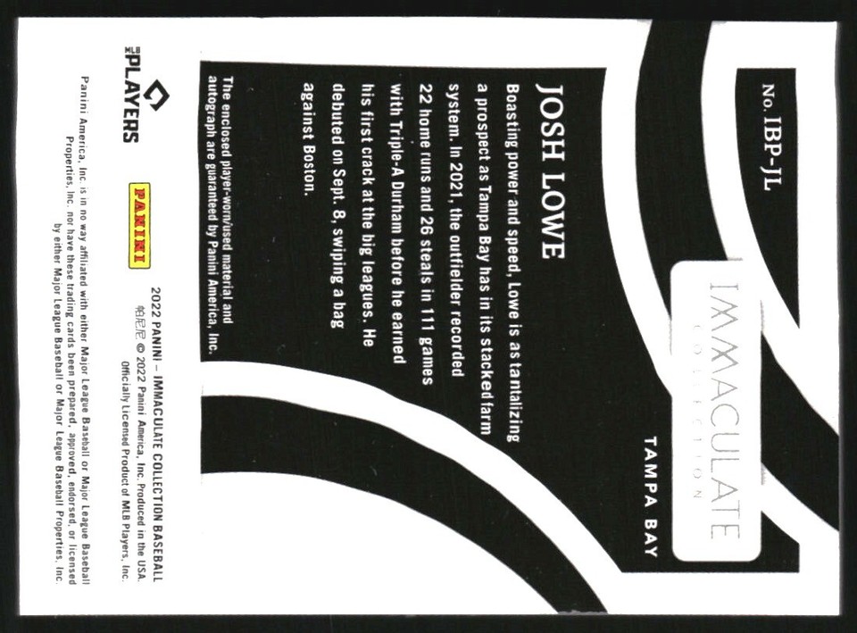 2022 Immaculate Collection Immaculate Black Prime #25 Josh Lowe /83 | eBay