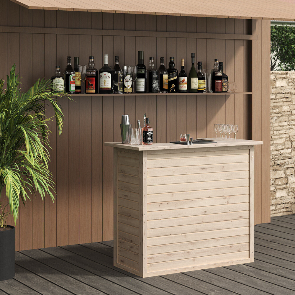 Wooden Home Bar Counter Man Cave Pub Reception Desk Outdoor Garden ...