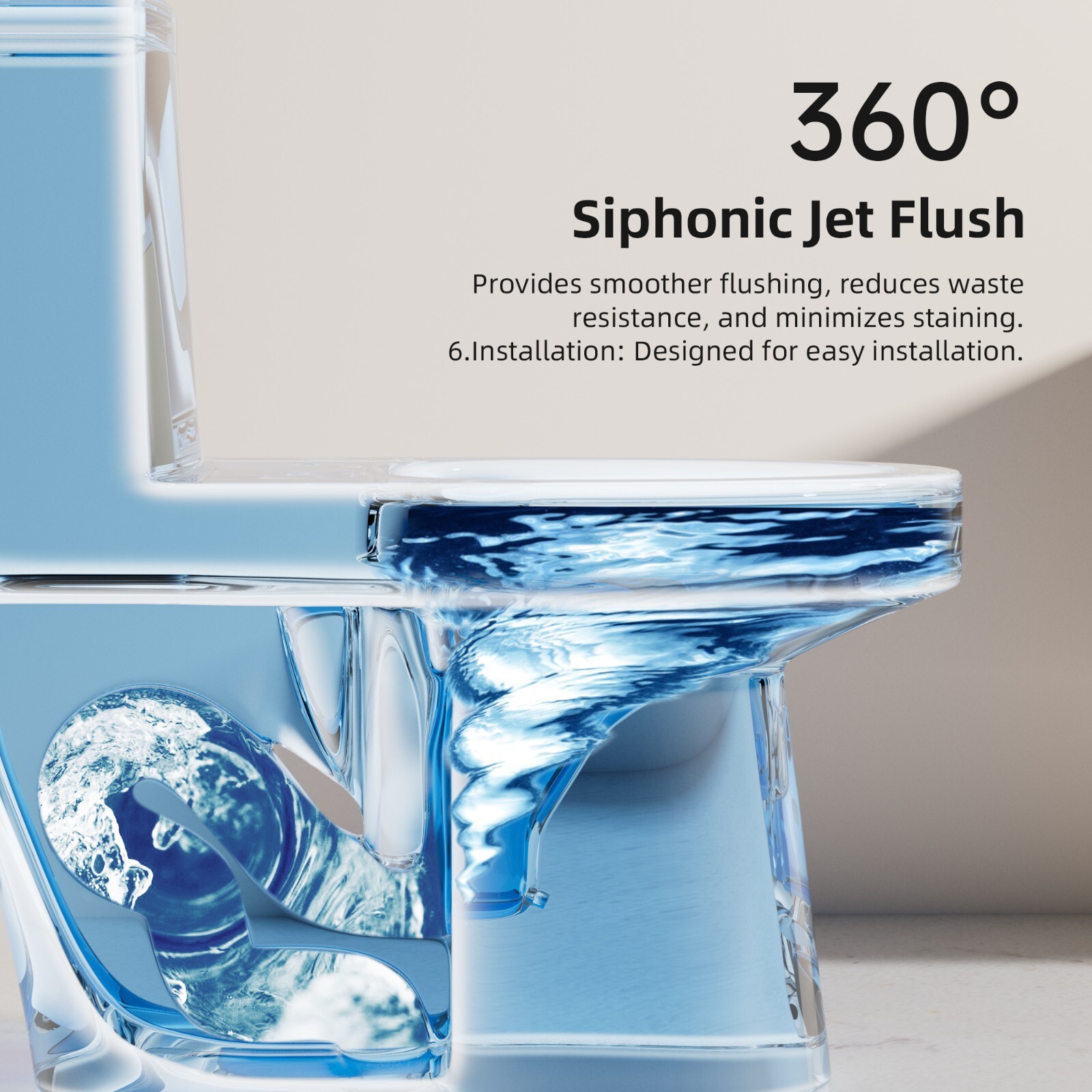 One-Piece Elongated Toilet with Comfort Height & Siphonic Jet Flush ...