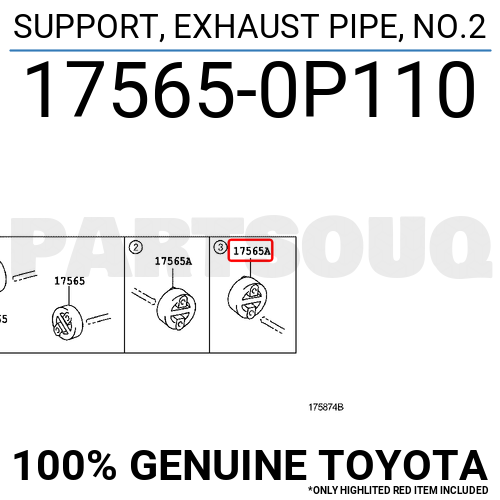 175650P110 Genuine Toyota SUPPORT, EXHAUST PIPE, NO.2 17565-0P110 | eBay