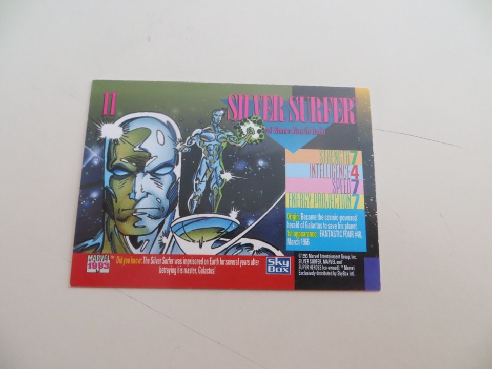 1993 SKYBOX MARVEL UNIVERSE 4 SILVER SURFER CARD SIGNED RON LIM ART ...