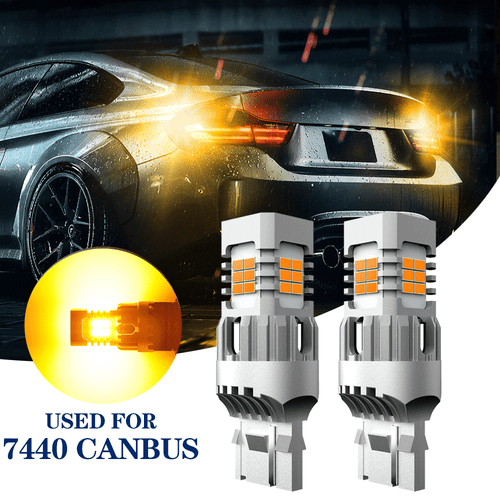 [Yellow Amber[ 7440A 7440 w21w LEDTurn Signal Parking Light Bulbs Front ...