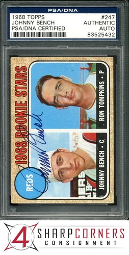 1968 TOPPS #247 JOHNNY BENCH RC REDS HOF PSA AUTHENTIC DNA AUTO | eBay