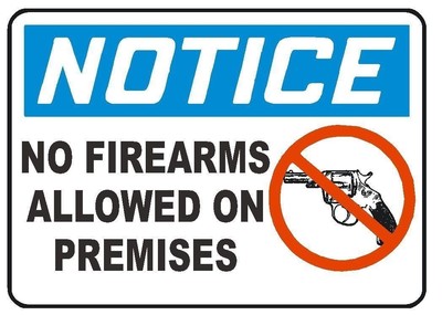 Notice No Firearms Sticker GUNS Home Work Safety Business Sign Decal ...