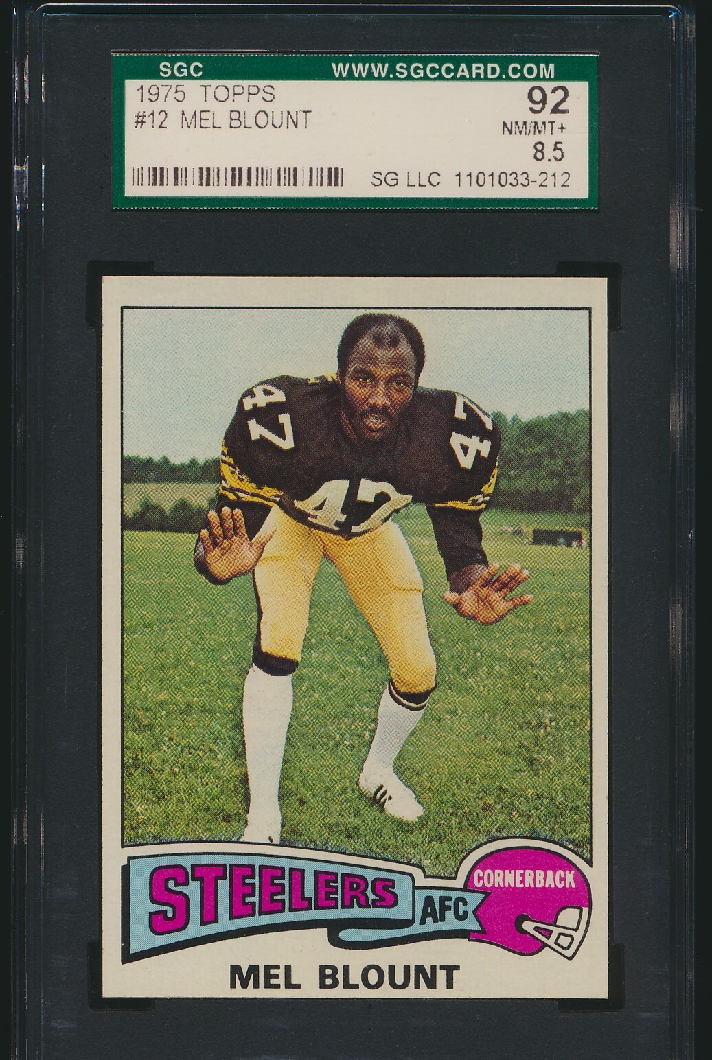 1975 Topps - #12 Mel Blount Pittsburgh Steelers HOF RC SGC 8.5 NM-Mt+ ...