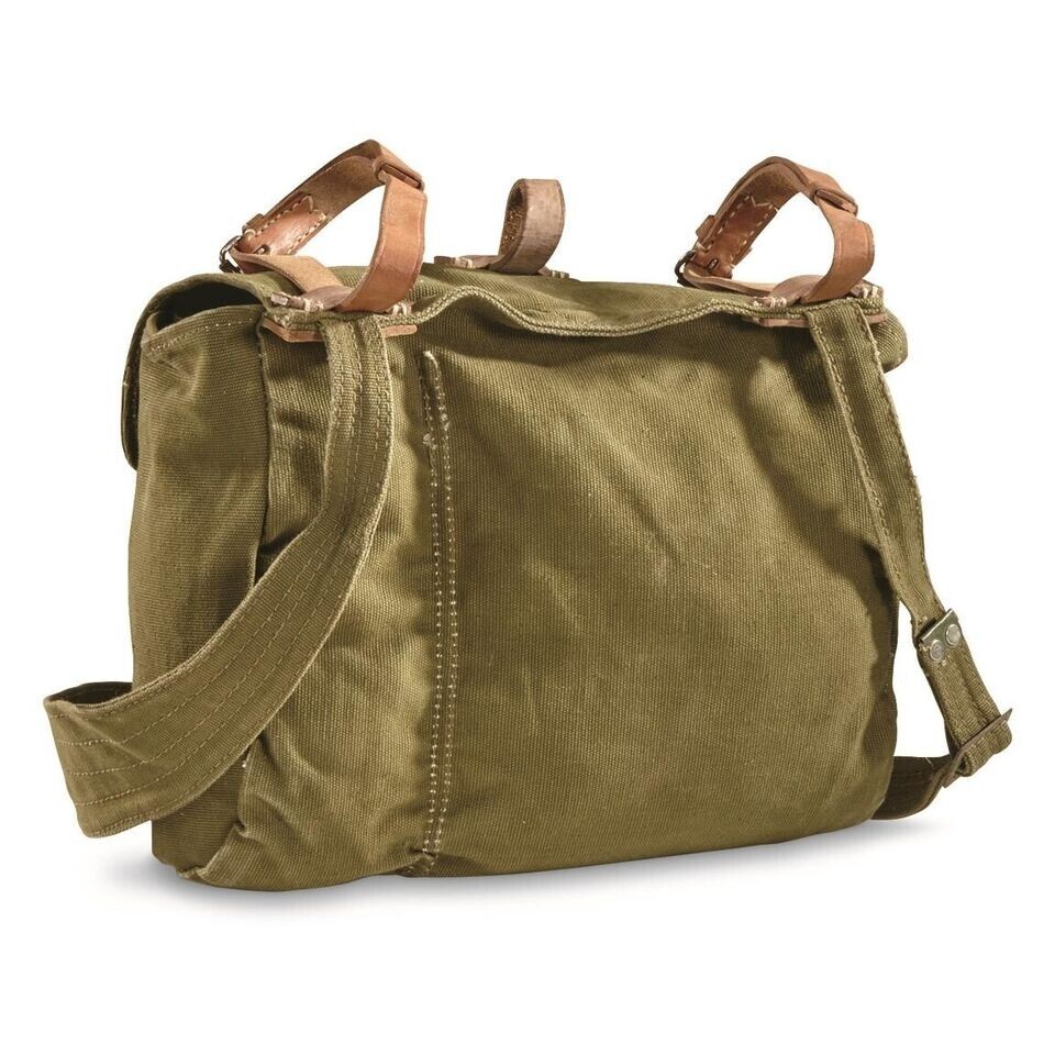 Romanian Military Shoulder Bag w/Strap Combat Day Pack Surplus Leather ...